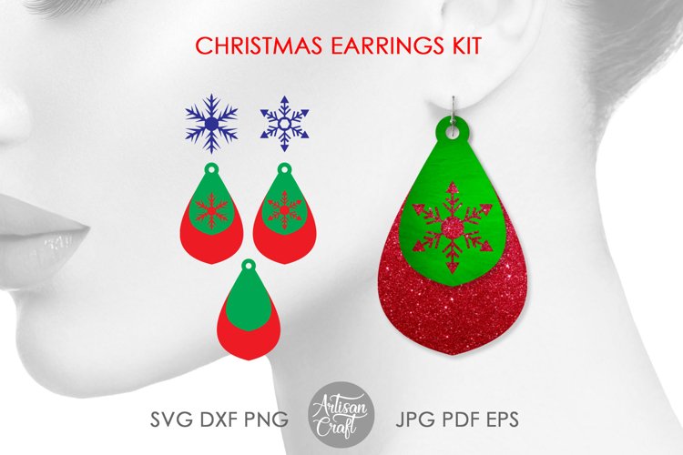 Snowflake earring SVG, Christmas earrings