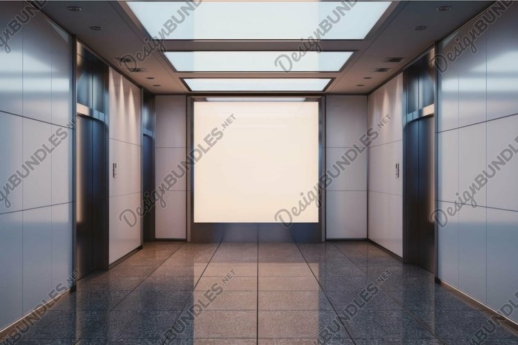 Modern elevator hallway with bright light