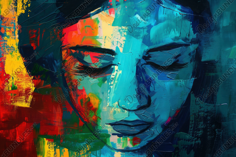 Painting of a Womans Face Background Wallpaper