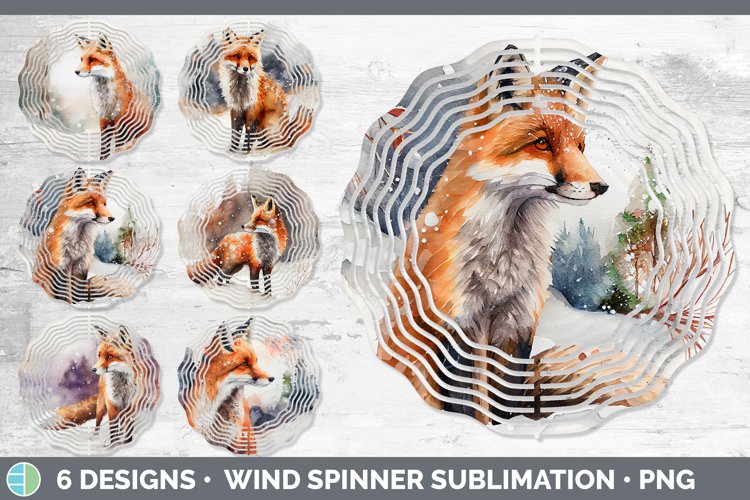 Winter Fox Wind Spinner | Sublimation Designs Bundle