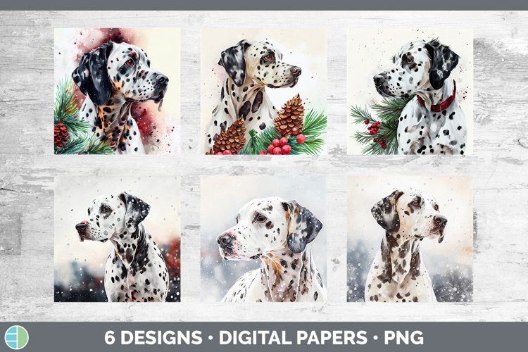 Snowy Dalmatian Backgrounds | Digital Scrapbook Papers