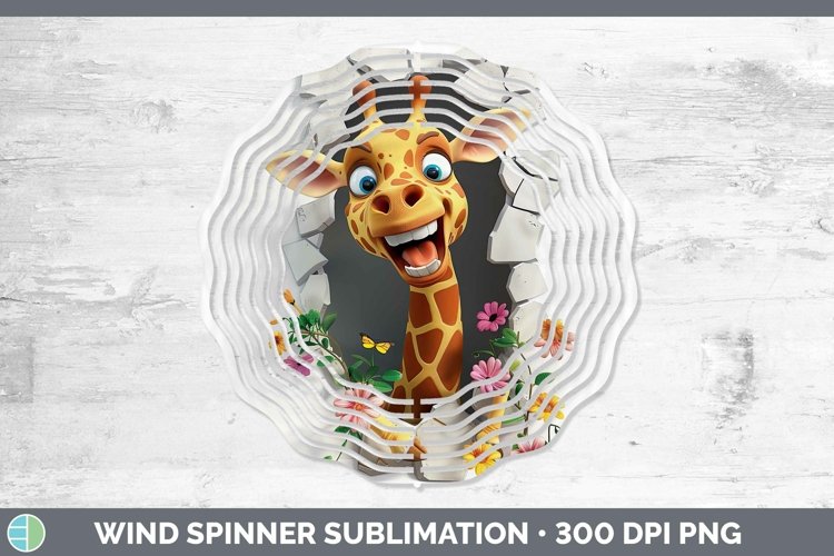 3D Hole in the Wall Giraffe Wind Spinner Sublimation Spinner