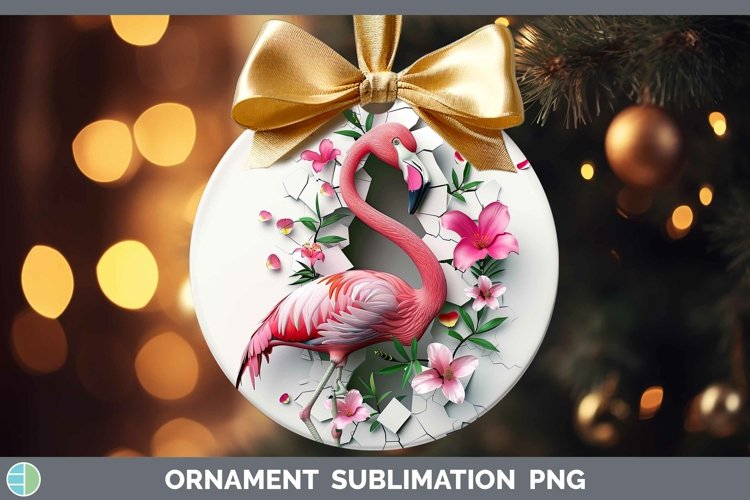 3D Hole in the Wall Flamingo Ornament Sublimation Bauble Des