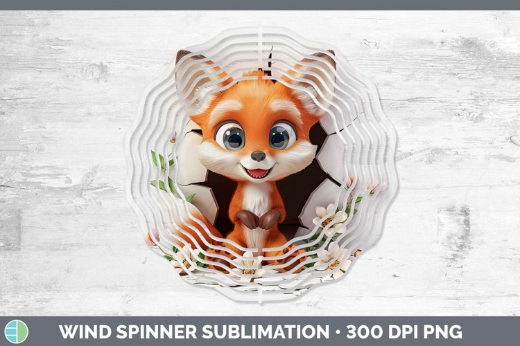 3D Hole in the Wall Fox Wind Spinner Sublimation Spinner Des