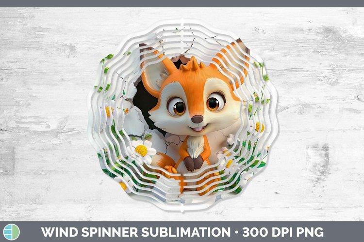 3D Hole in the Wall Fox Wind Spinner Sublimation Spinner Des