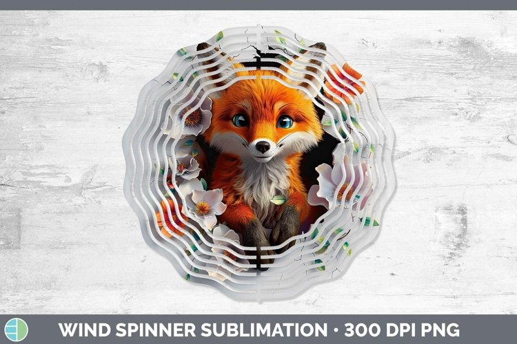 3D Hole in the Wall Fox Wind Spinner Sublimation Spinner Des