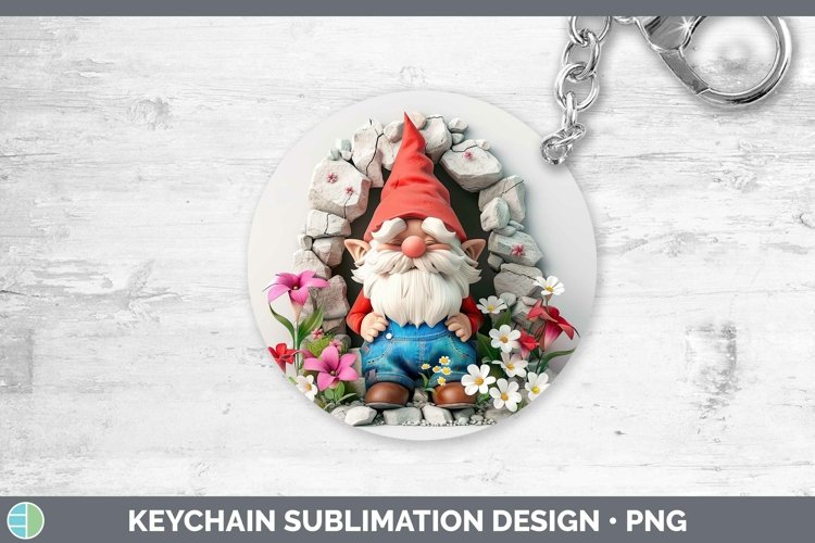3D Gnome Keychain Sublimation Keyring Designs