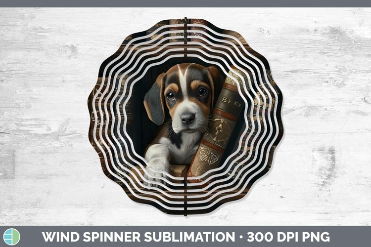 3D Books Beagle Dog Wind Spinner Sublimation Spinner Designs