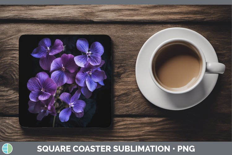 Flowers Violet Square Coaster Sublimation Coaster Designs