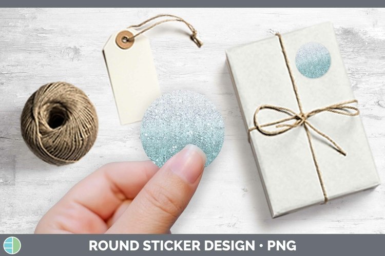 Glitter Ombre - 09 Cyan Stickers | Round Labels Designs