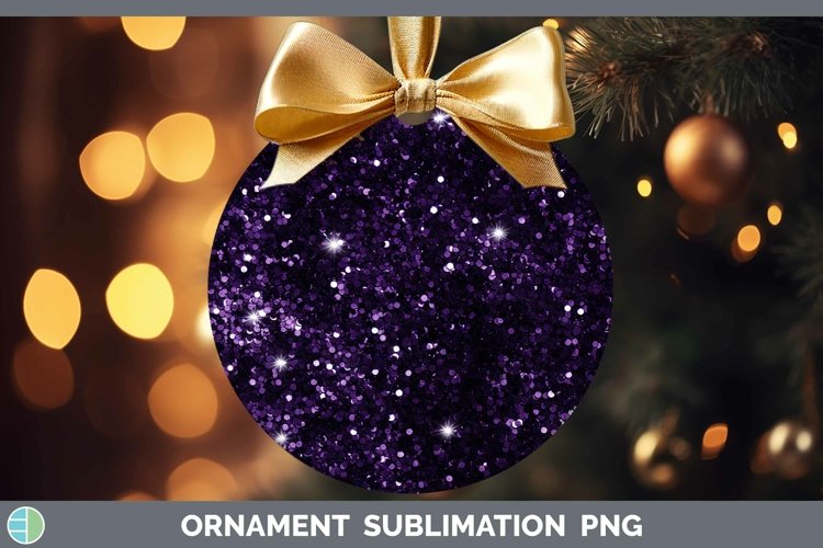 Purple Glitter Ornament Sublimation Bauble Designs
