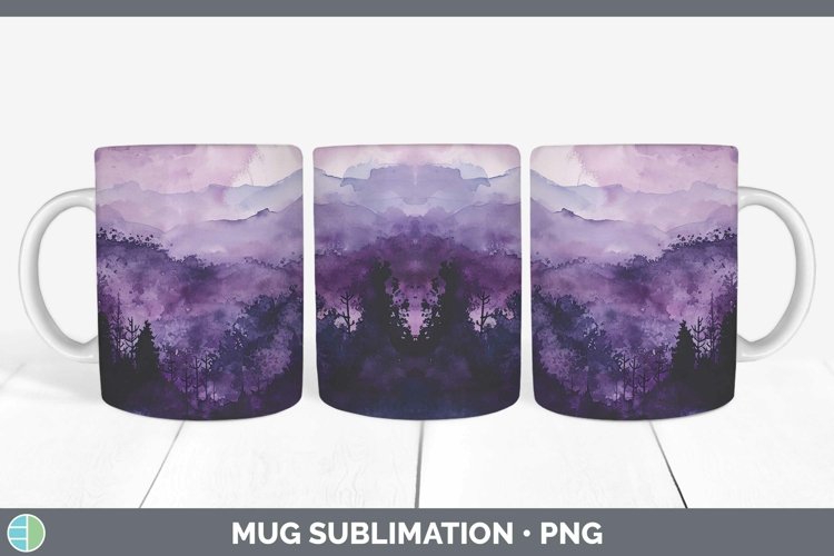Purple Landscape Mug Wrap Sublimation Coffee Cup Designs