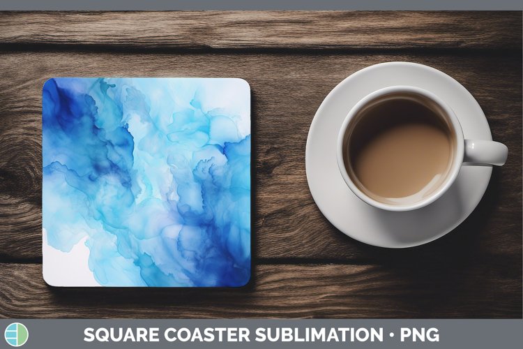 Blue Watercolor Square Coaster Sublimation Coaster Designs