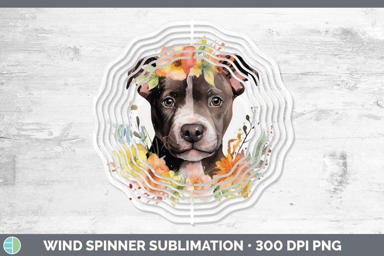 Watercolor Dogs Pit Bull Wind Spinner Sublimation Spinner De