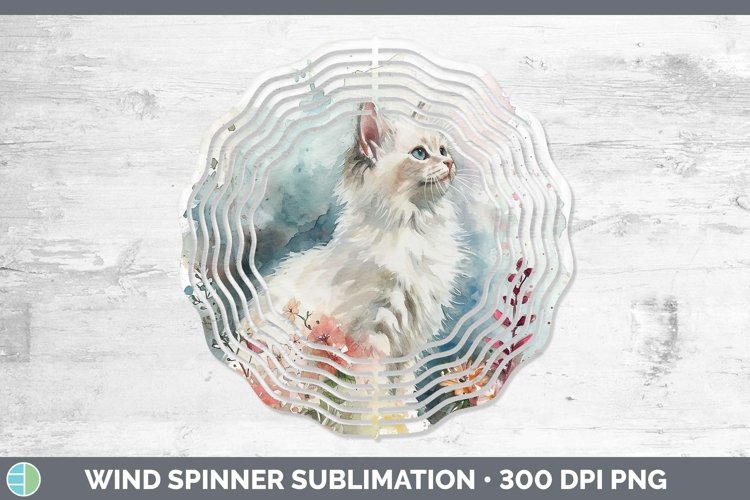 Boho Cat Angora Cat Wind Spinner Sublimation Spinner Designs
