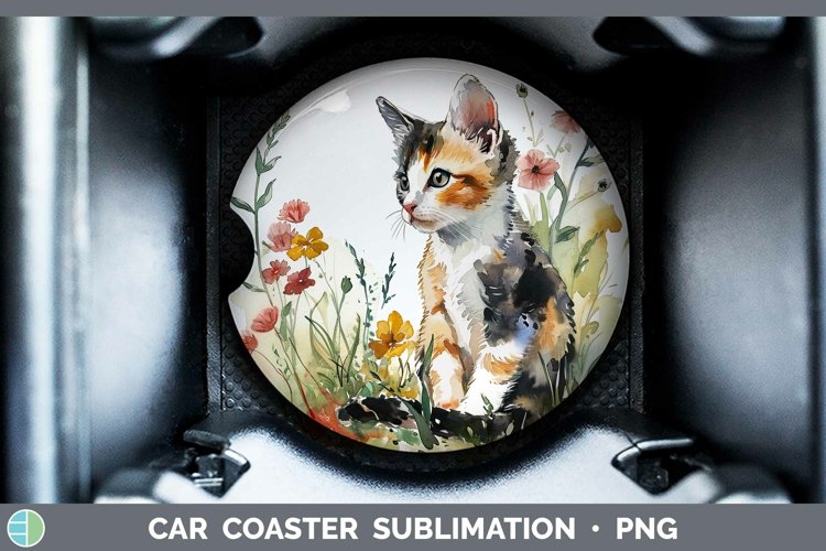 Boho Cat Calico Cat Car Coaster Sublimation Coaster Designs