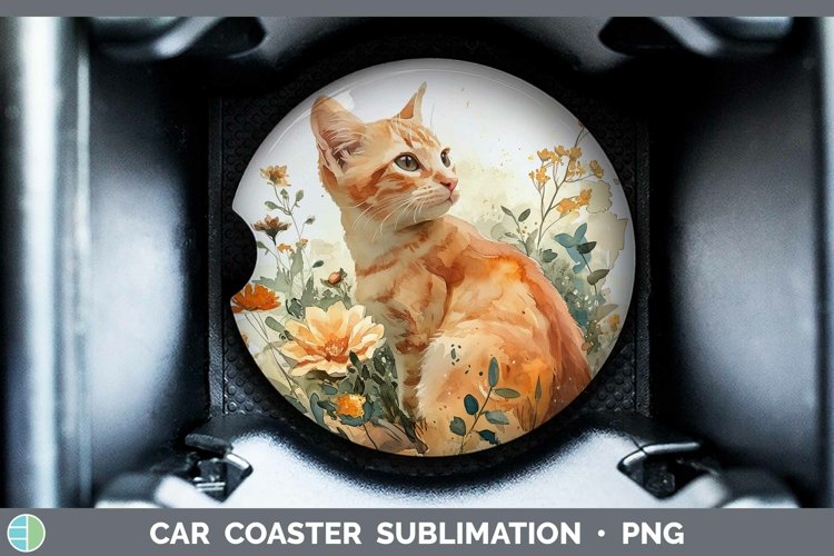 Boho Cat Orange Cat Car Coaster Sublimation Coaster Designs