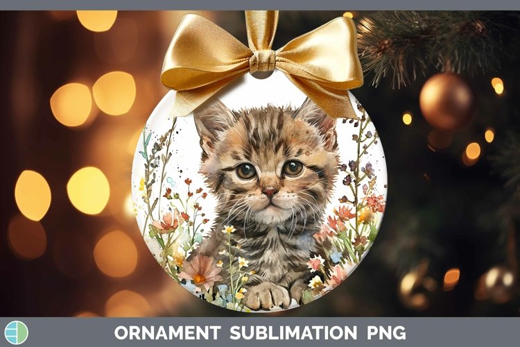Boho Cat Tabby Cat Ornament Sublimation Bauble Designs