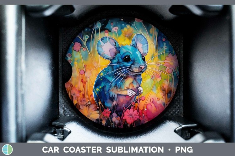 Neon Mouse Car Coaster Sublimation Coaster Designs