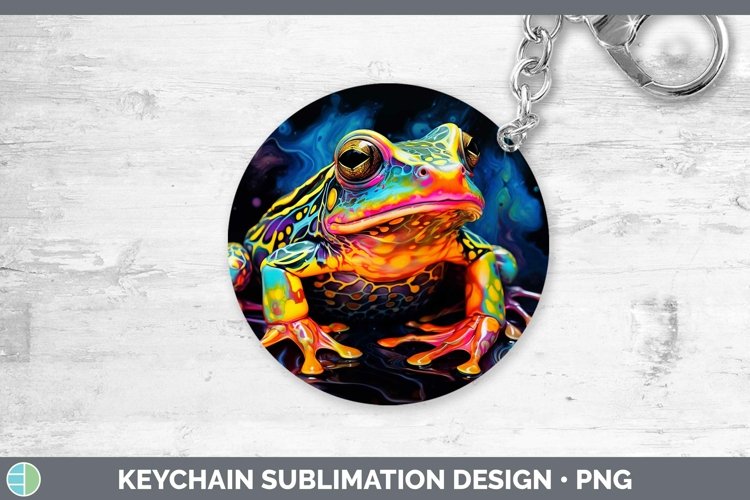 Neon Bullfrog Keychain Sublimation Keyring Designs