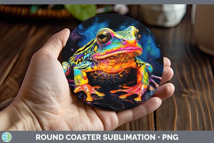 Neon Bullfrog Round Coaster Sublimation Coaster Designs