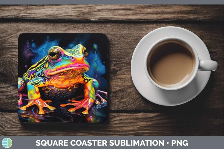 Neon Bullfrog Square Coaster Sublimation Coaster Designs