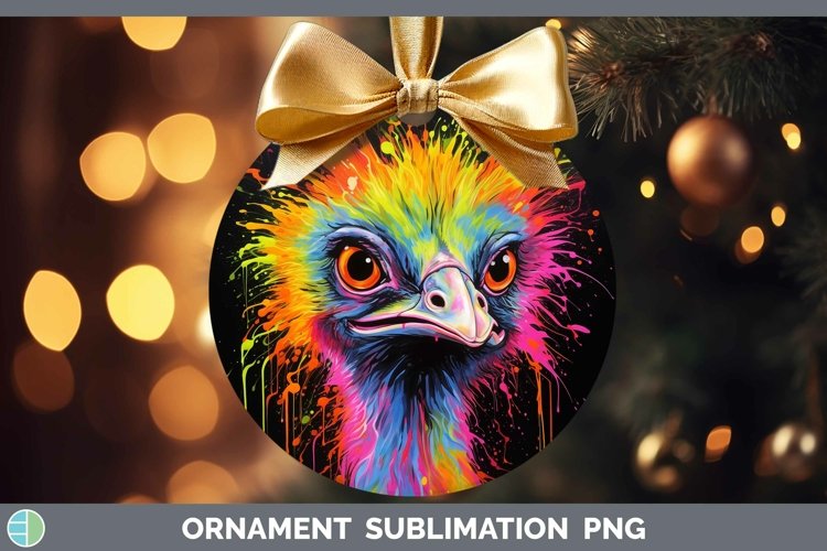 Neon Ostrich Ornament Sublimation Bauble Designs