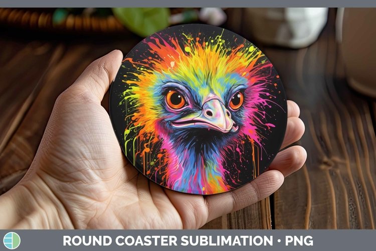 Neon Ostrich Round Coaster Sublimation Coaster Designs