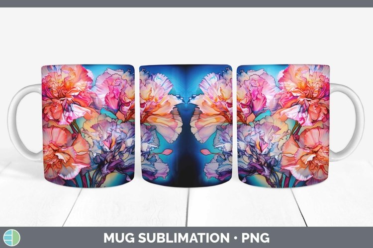 Neon Carnation Mug Wrap | Sublimation Coffee Cup Designs