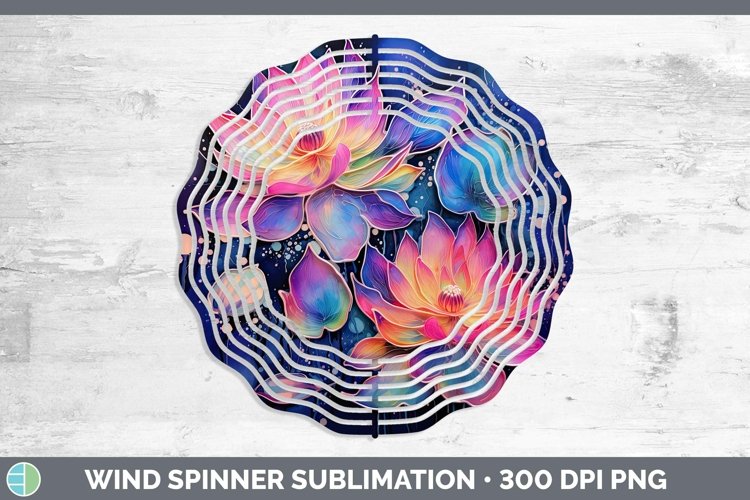 Neon Lotus Wind Spinner | Sublimation Spinner Designs
