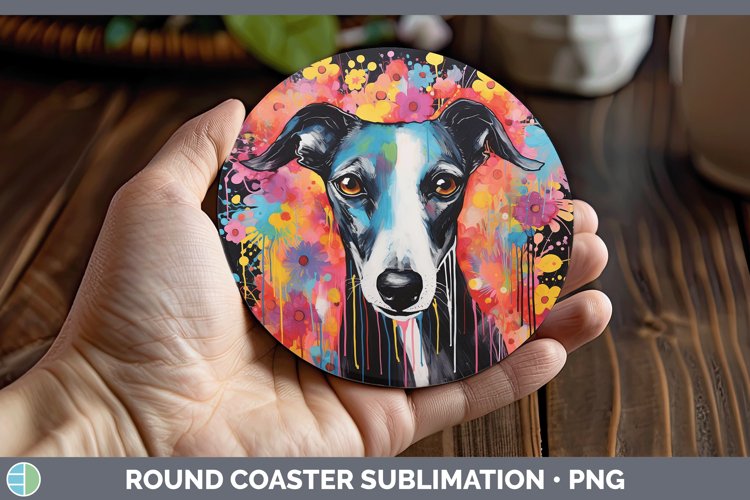Neon Whippet Round Coaster Sublimation Coaster Designs