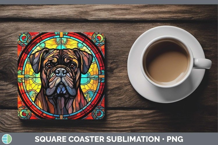Stained Glass Dog Cane Corso Square Coaster Sublimation Coas