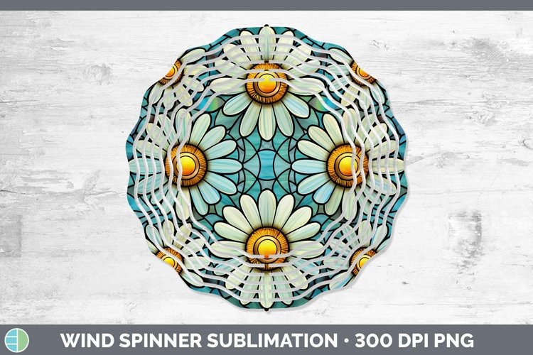 Stained Glass Flowers Daisy Wind Spinner Sublimation Spinner