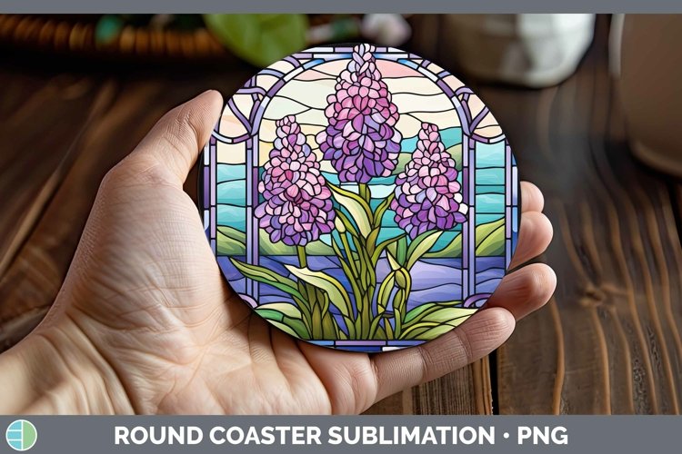 Stained Glass Flowers Hyacinth Round Coaster Sublimation Coa