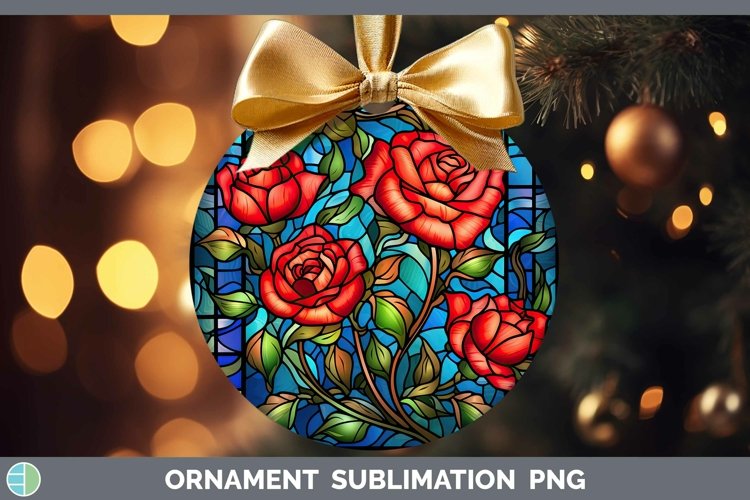 Stained Glass Rose Ornament Sublimation Bauble Designs