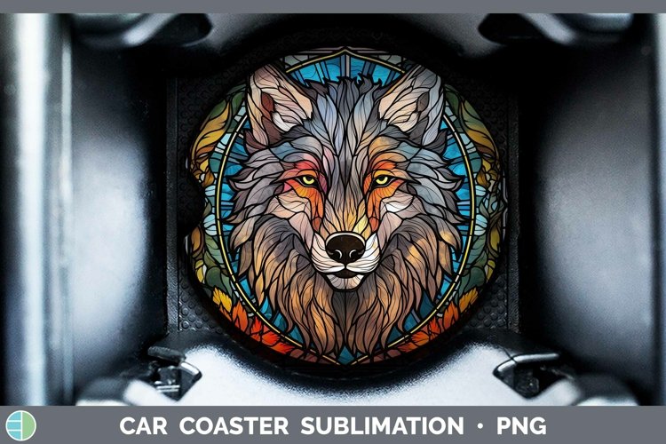 Stained Glass Wolf Car Coaster Sublimation Coaster Designs Stained Glass Wolf Car Coaster Sublimation Coaster Designs