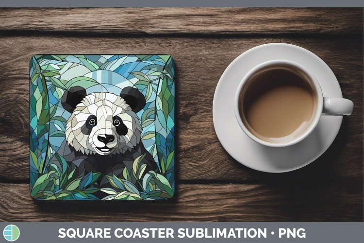 Stained Glass Panda Square Coaster Sublimation Coaster Desig
