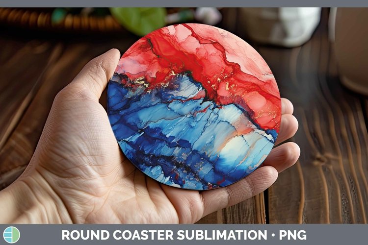 Patriotic Alcohol Ink Round Coaster | Sublimation Coaster De