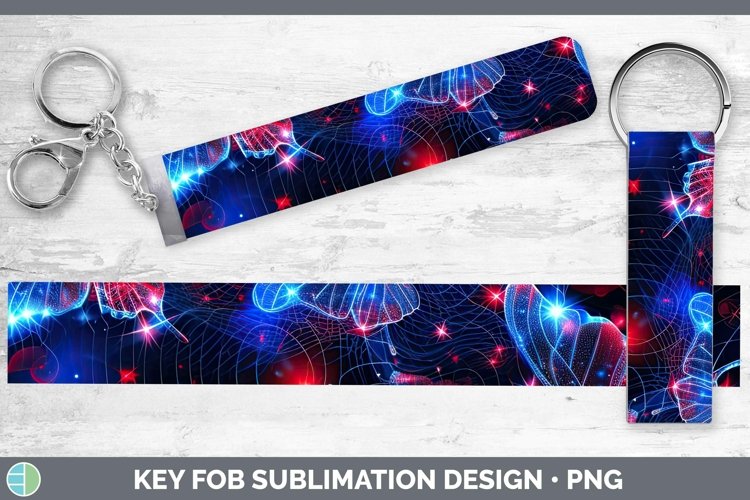 Patriotic Glow Butterflies Key Fob | Sublimation Wristlet De