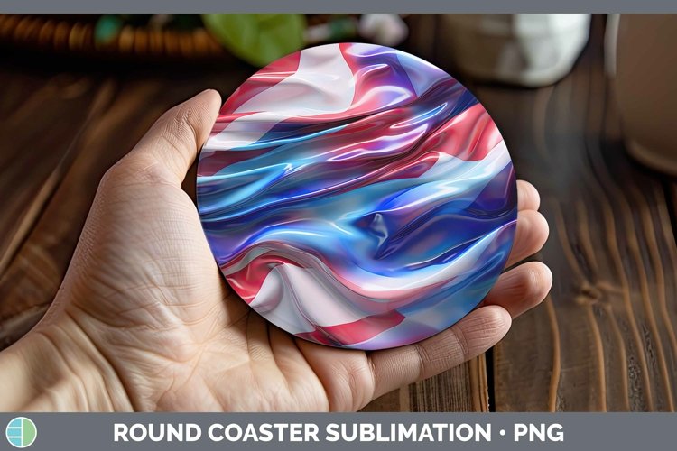 Patriotic Opalescent Round Coaster | Sublimation Coaster Des