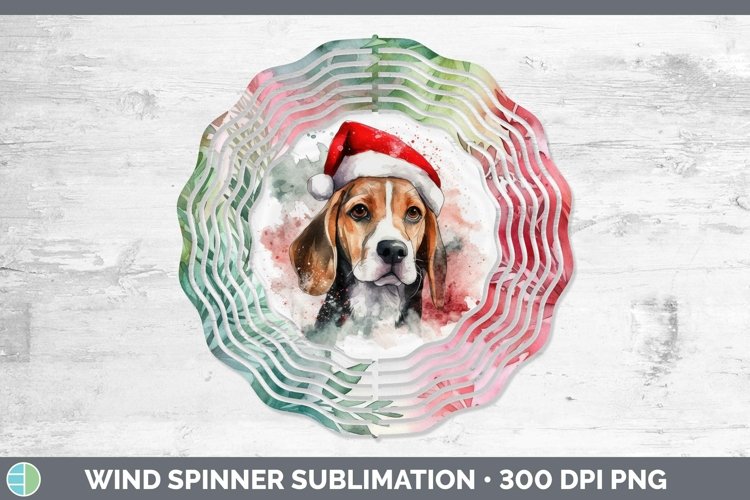 Santa Hat Beagle Wind Spinner Sublimation Spinner Designs