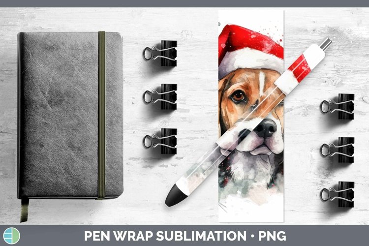 Santa Hat Beagle Pen Wrap Sublimation Epoxy Pen Designs