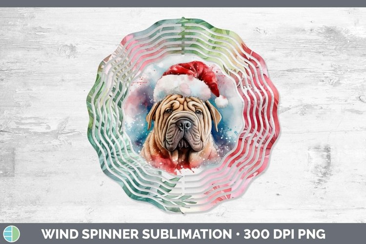 Santa Hat Shar Pei Wind Spinner Sublimation Spinner Designs