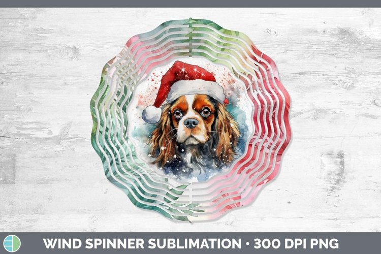 Dog Santa Hat Cavalier King Charles Spaniel Wind Spinner Sub