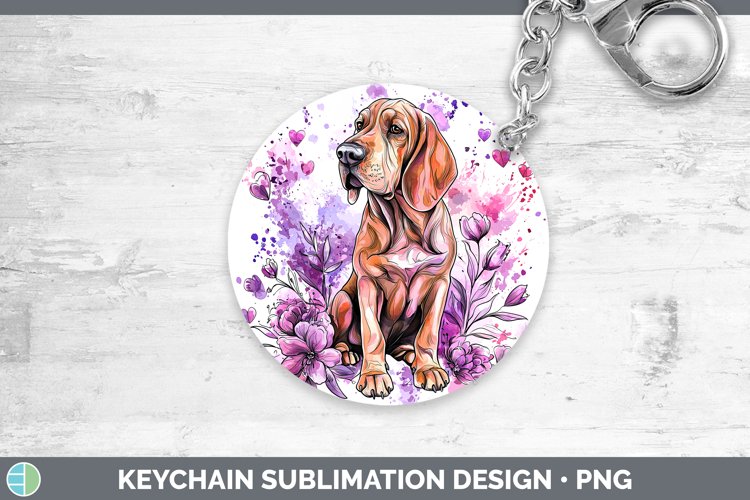 Valentine Splash Dogs Bloodhound Keychain Sublimation Keyrin
