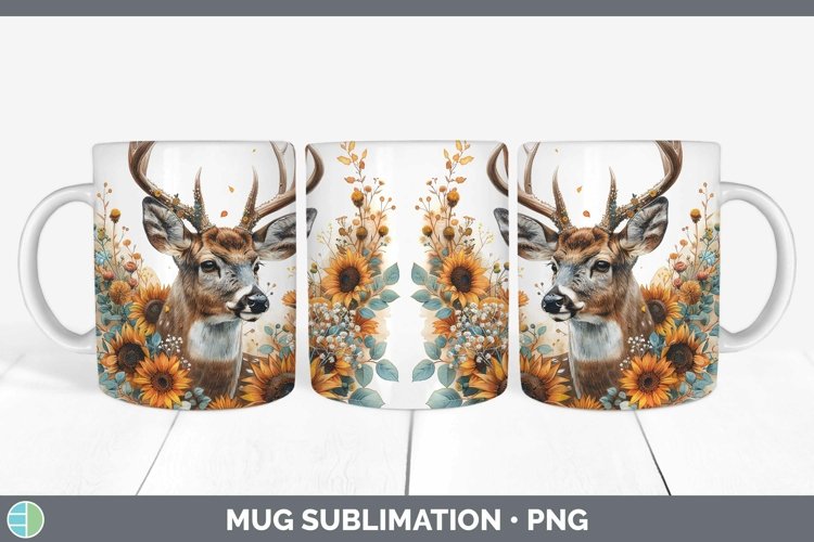 Autumn Boho Deer Mug Wrap Sublimation Coffee Cup Designs