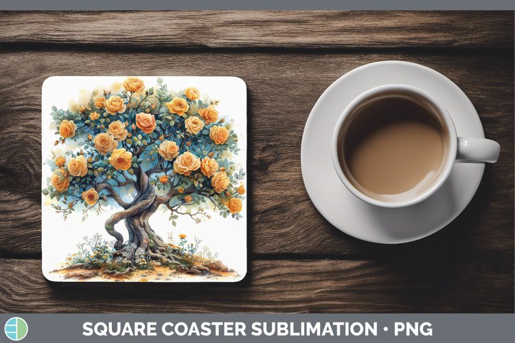 Autumn Boho Tree of Life Square Coaster Sublimation Coaster