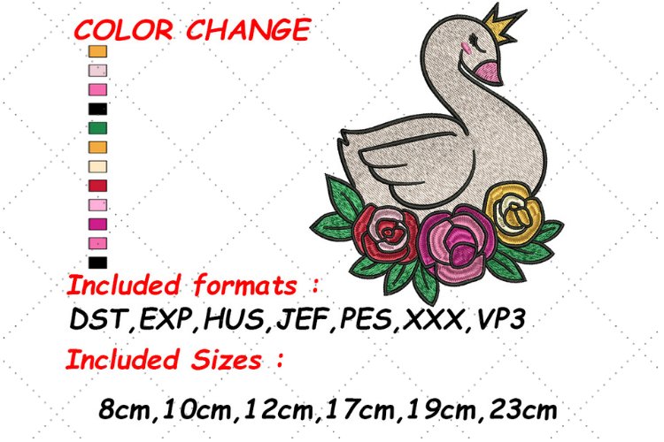 Swan Embroidery, Swan Decor, White Swan,Downloadable Pattern
