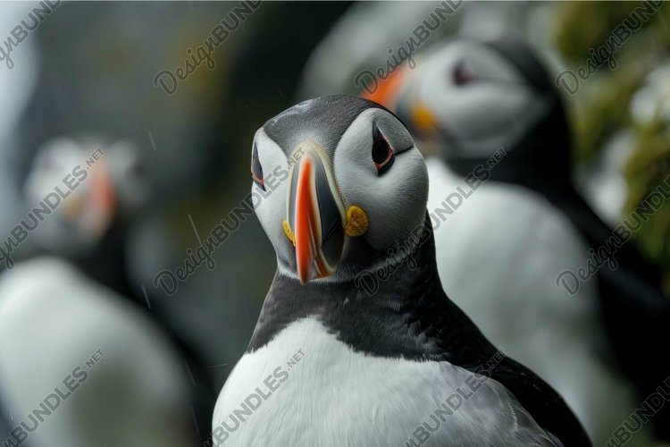 Resilient Atlantic puffins birds. Generate ai