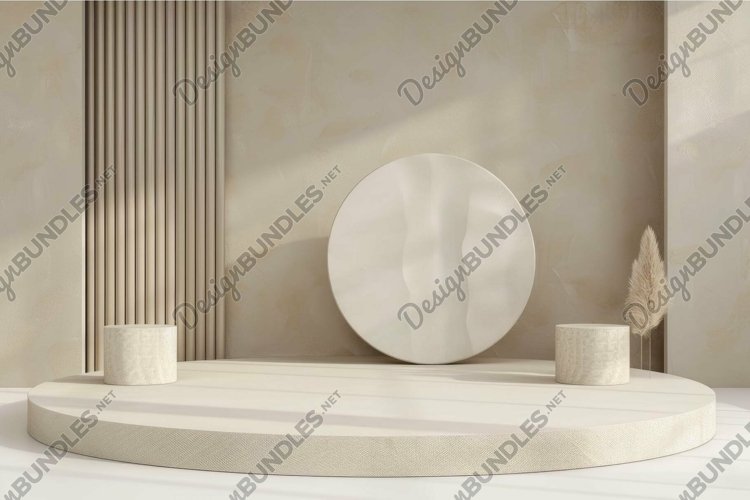 Minimalistic showcase with empty round platform for product